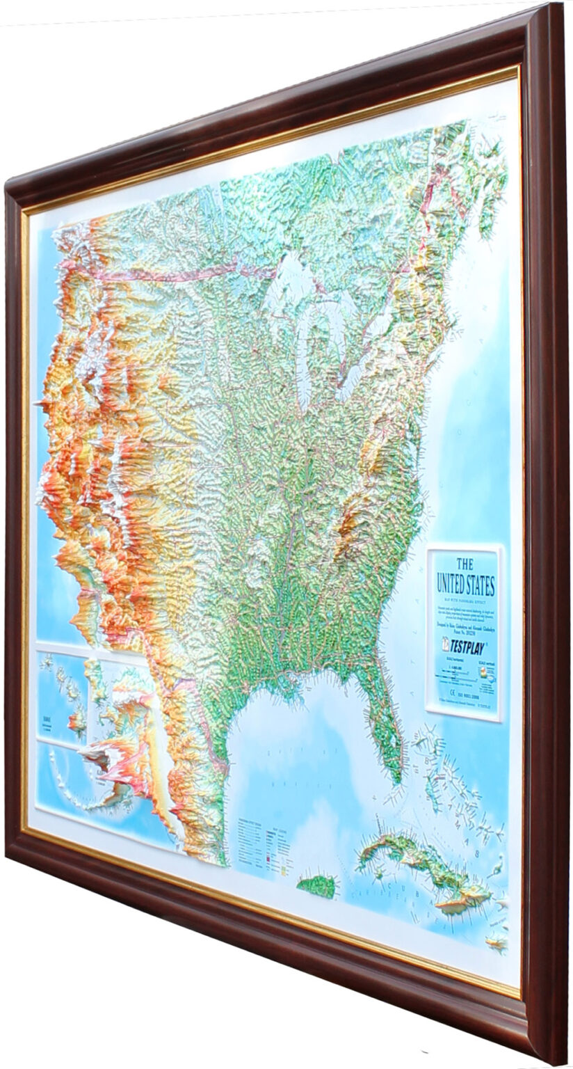 US Raised Relief Map, Large (44″ x 32″) – mapagents