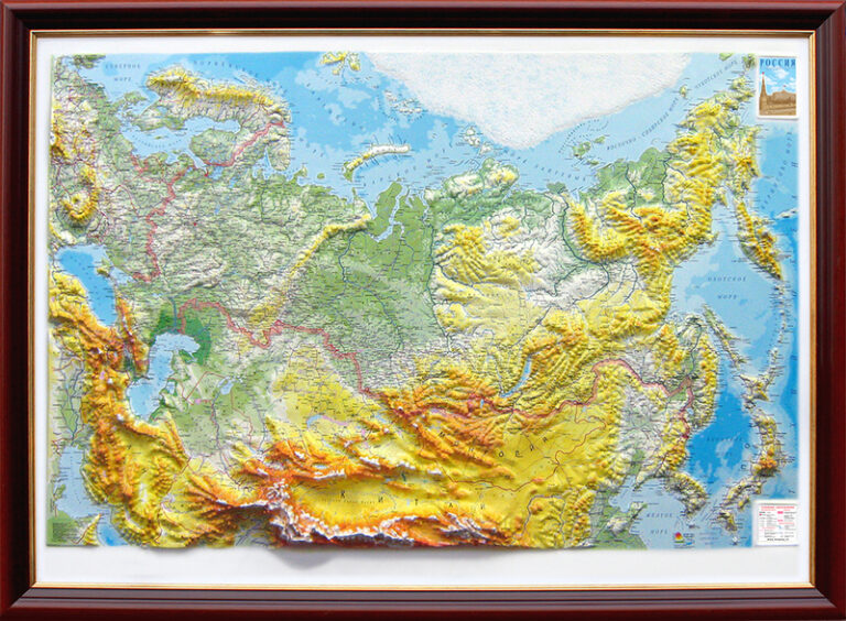 Russia Raised Relief Map, Large (44″ x 32″) – mapagents