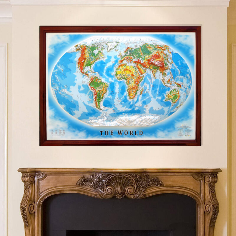 World Raised Relief Map, Large (44″ x 32″) – mapagents